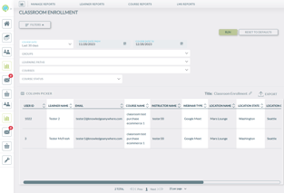 Course Reports - Classroom Enrollment