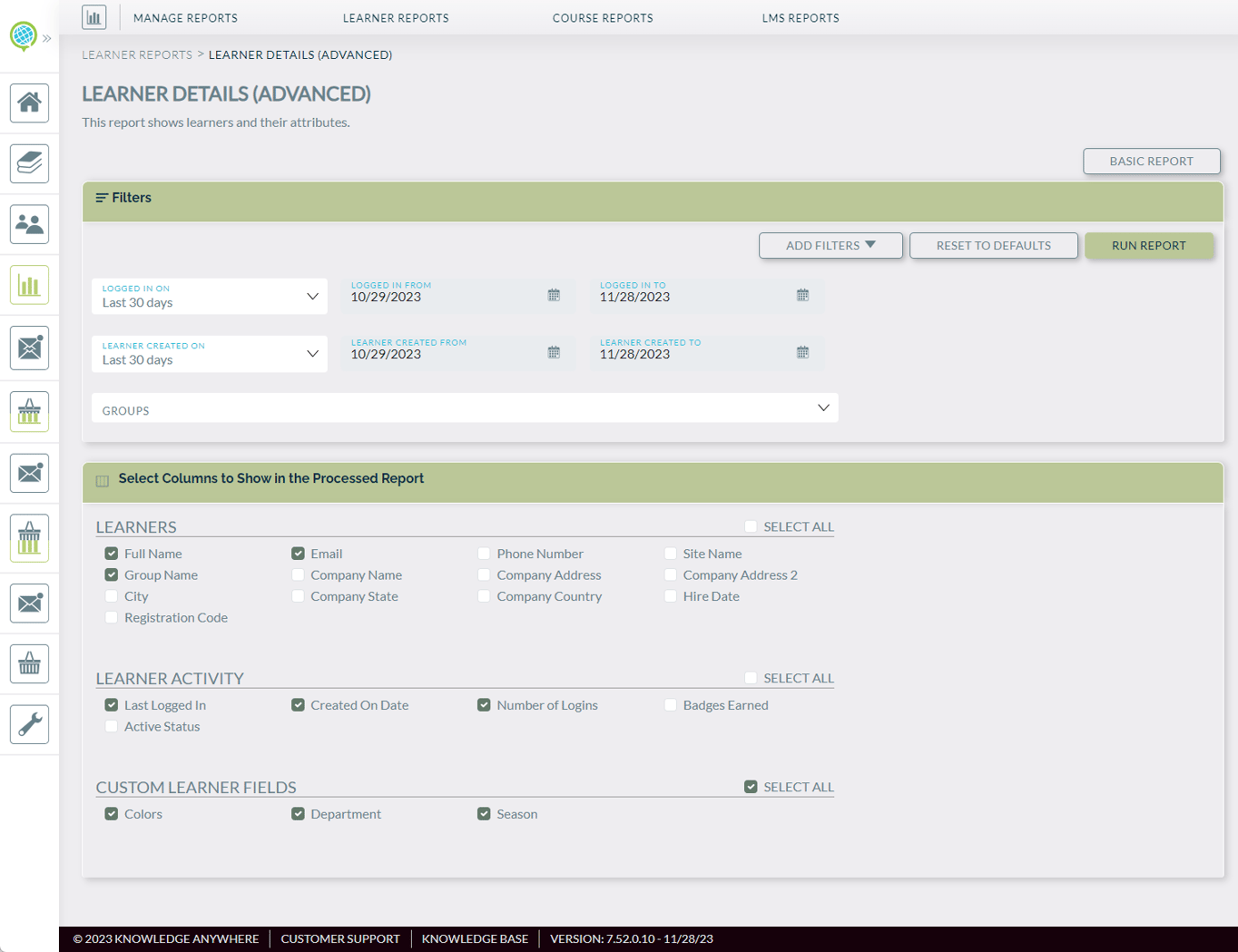 Learner Reports - Learner Details