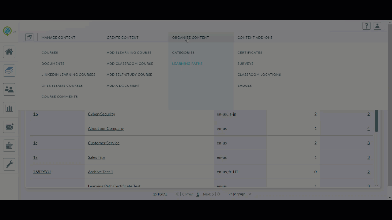 How do I manage a learning path, and add courses to it?