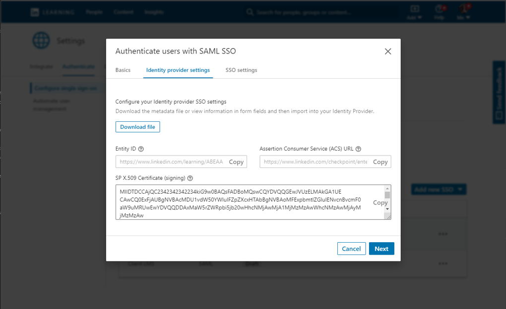 (P) How to Configure SAML 2.0 Identity Provider for LinkedIn Learning