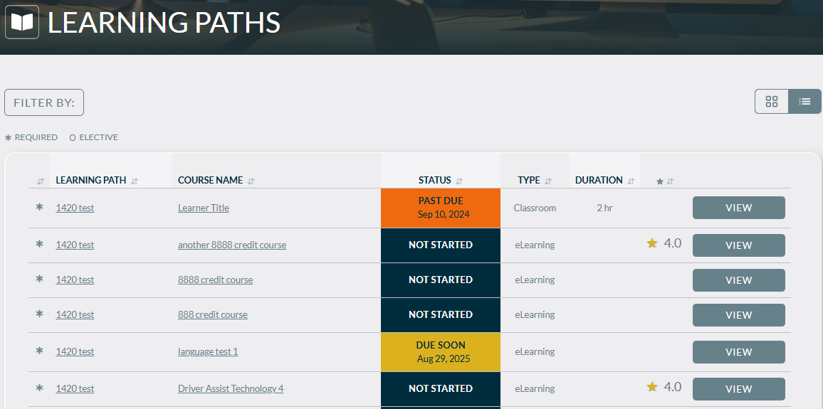 Learning Path Page Alternate View