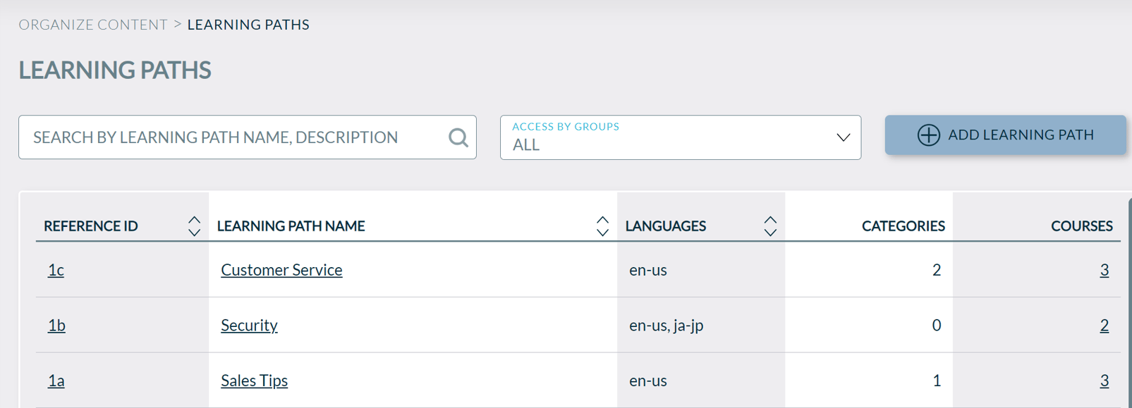 How do I manage a learning path, and add courses to it?