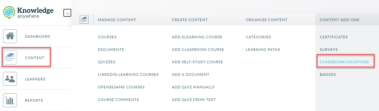 How do I add locations for classroom courses?