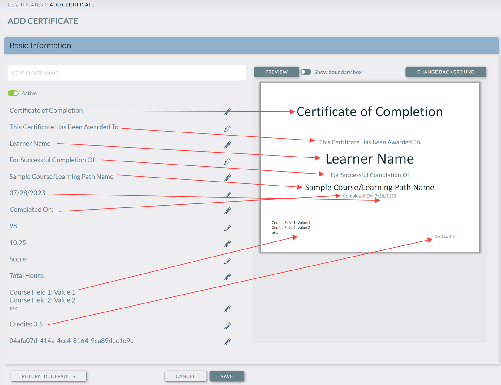 How do I add and customize a certificate?