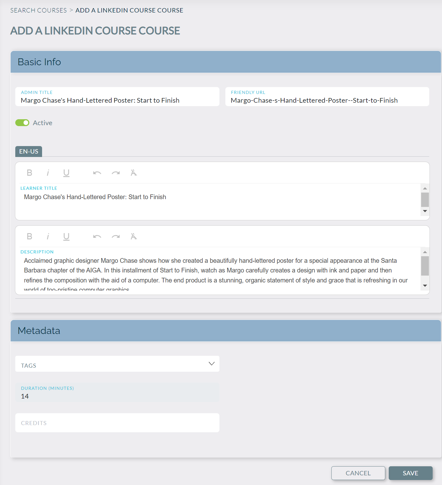 LinkedIn Learning Integration with Knowledge Anywhere