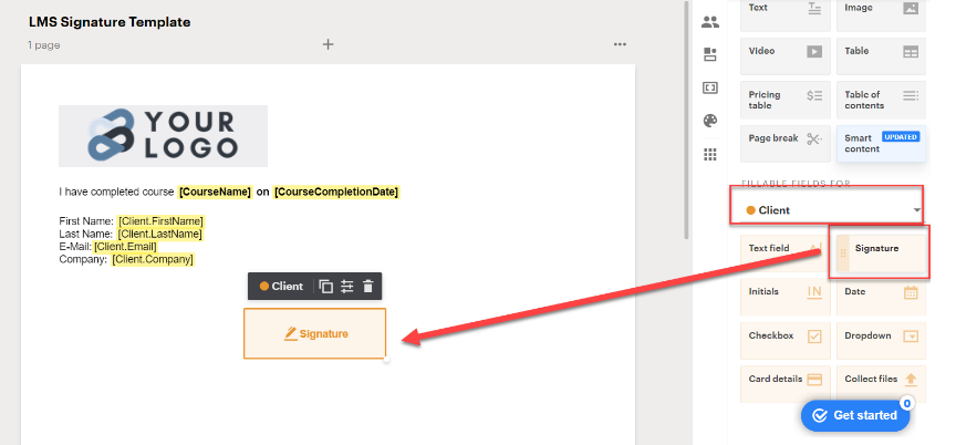 How to setup a Digital Signature Document